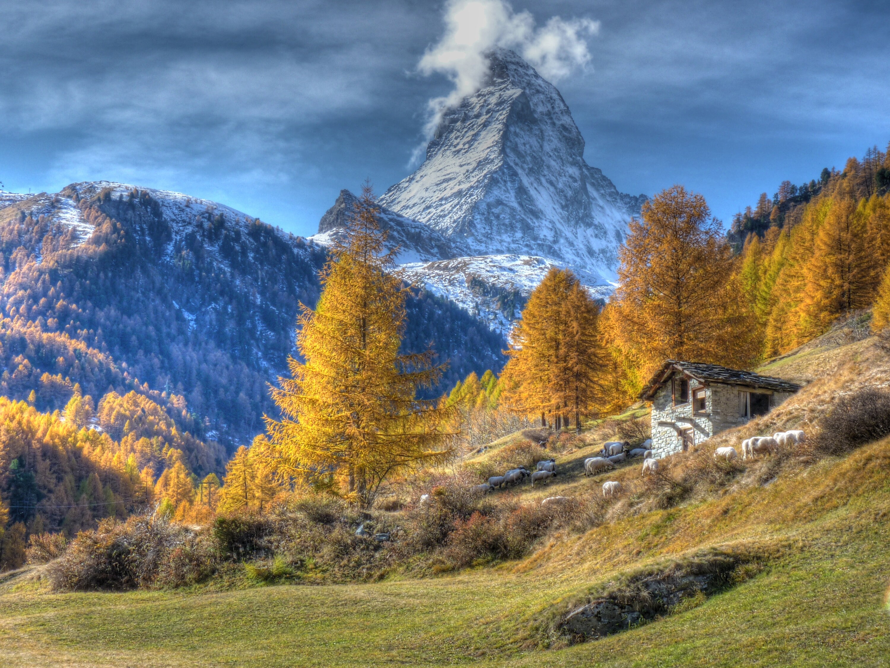 Matterhorn Autumn Mountain Scene | Living Room Art | Canvas | Swiss ...