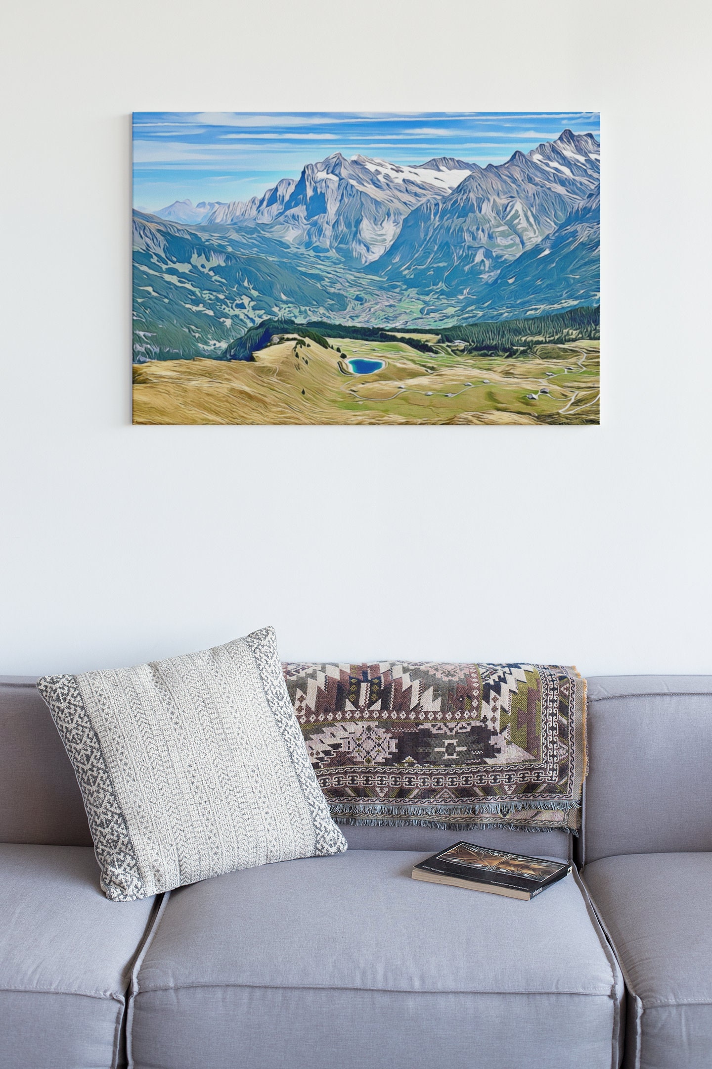Summer Alpine Painting | Peaceful Nature | Mountain Pasture | Grindelwald | Nature Lover ...