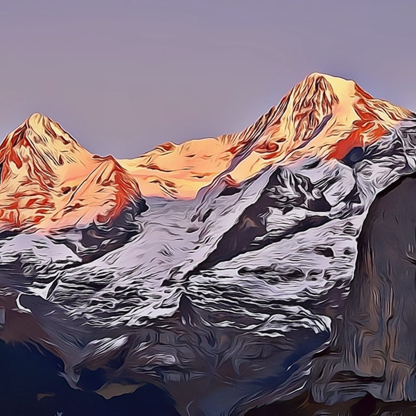 Alpenglow Painting - Etsy