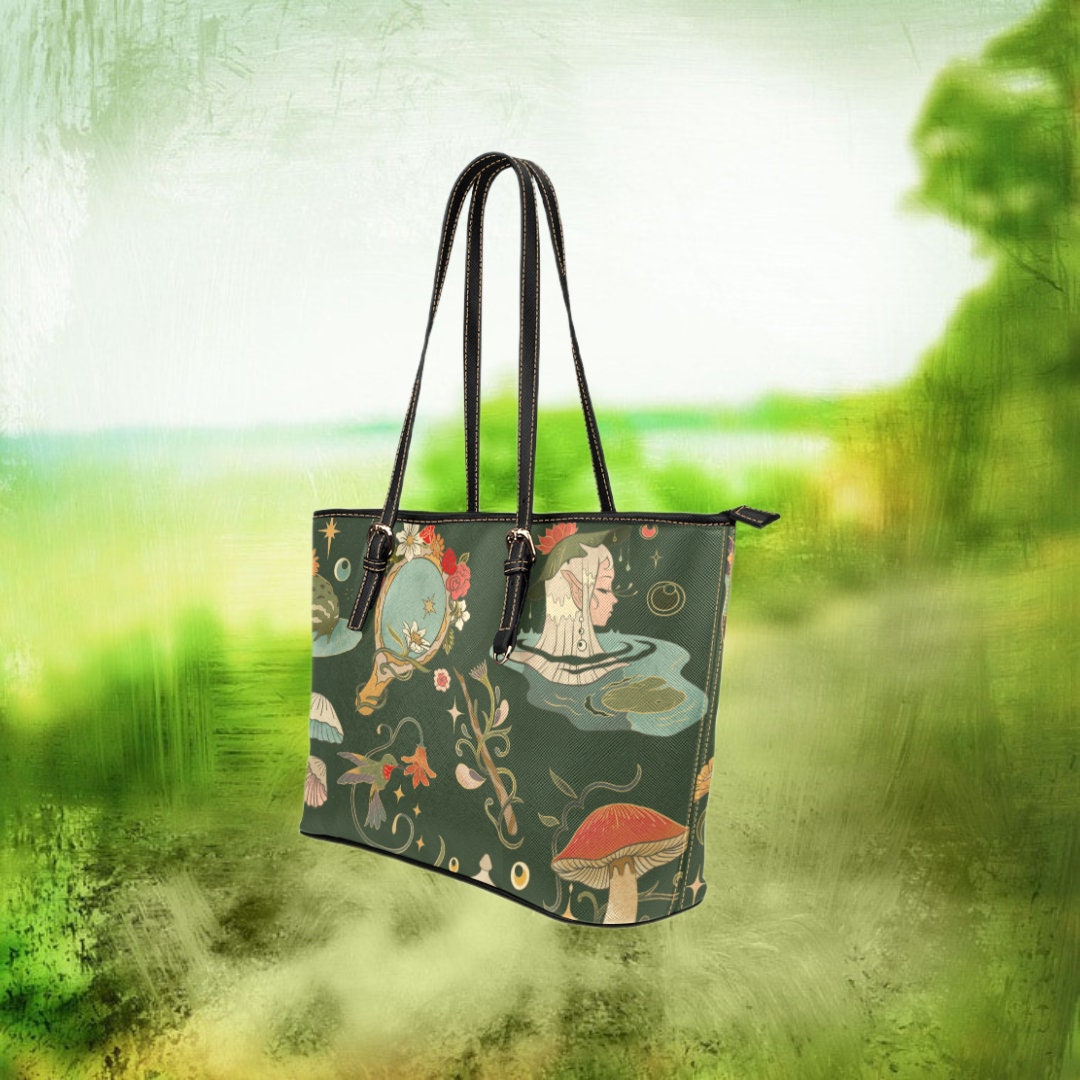 Cottage Core Fairy Gothic Vegan Leather Tote Bag, Nature Inspired ...