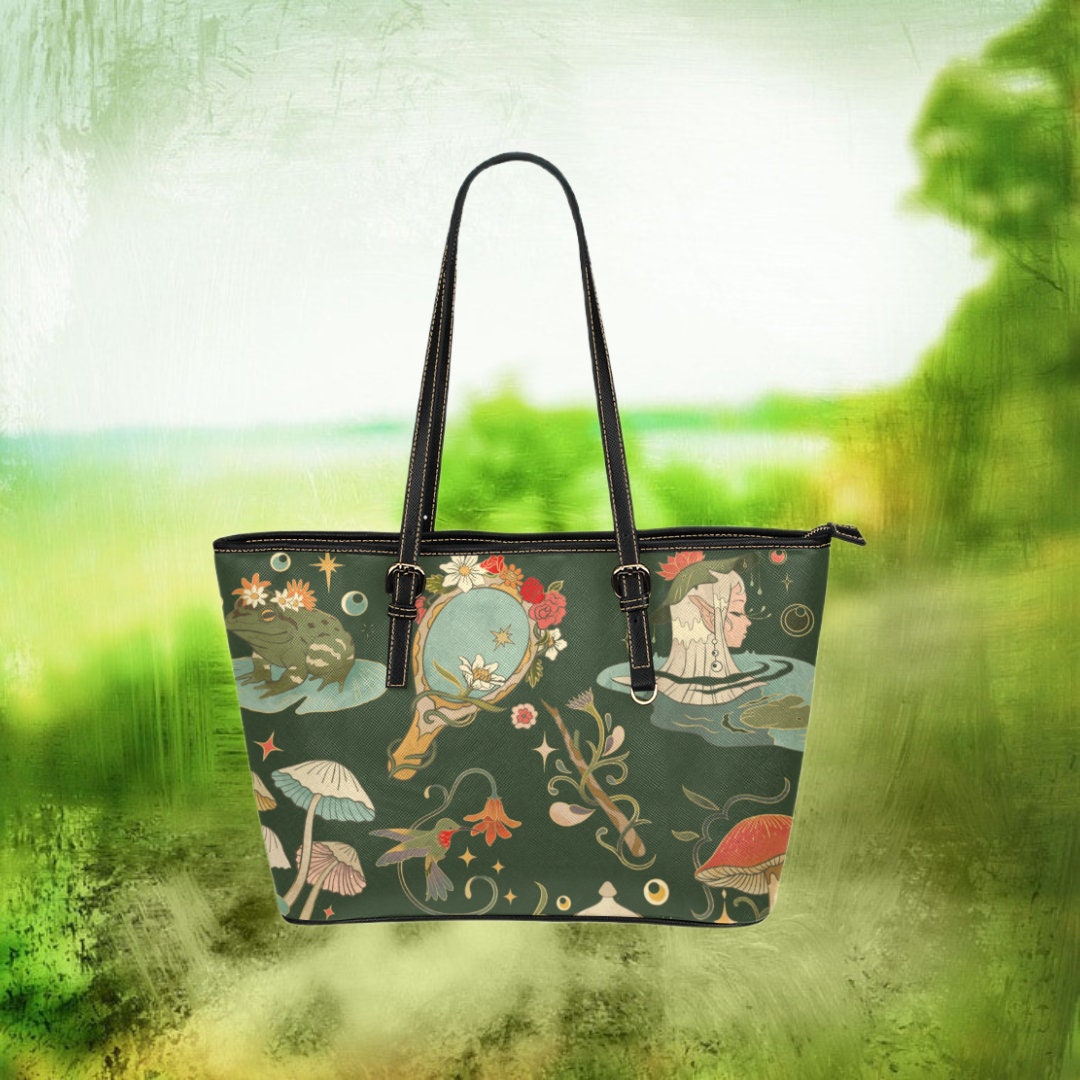 Cottage Core Fairy Gothic Vegan Leather Tote Bag, Nature Inspired ...