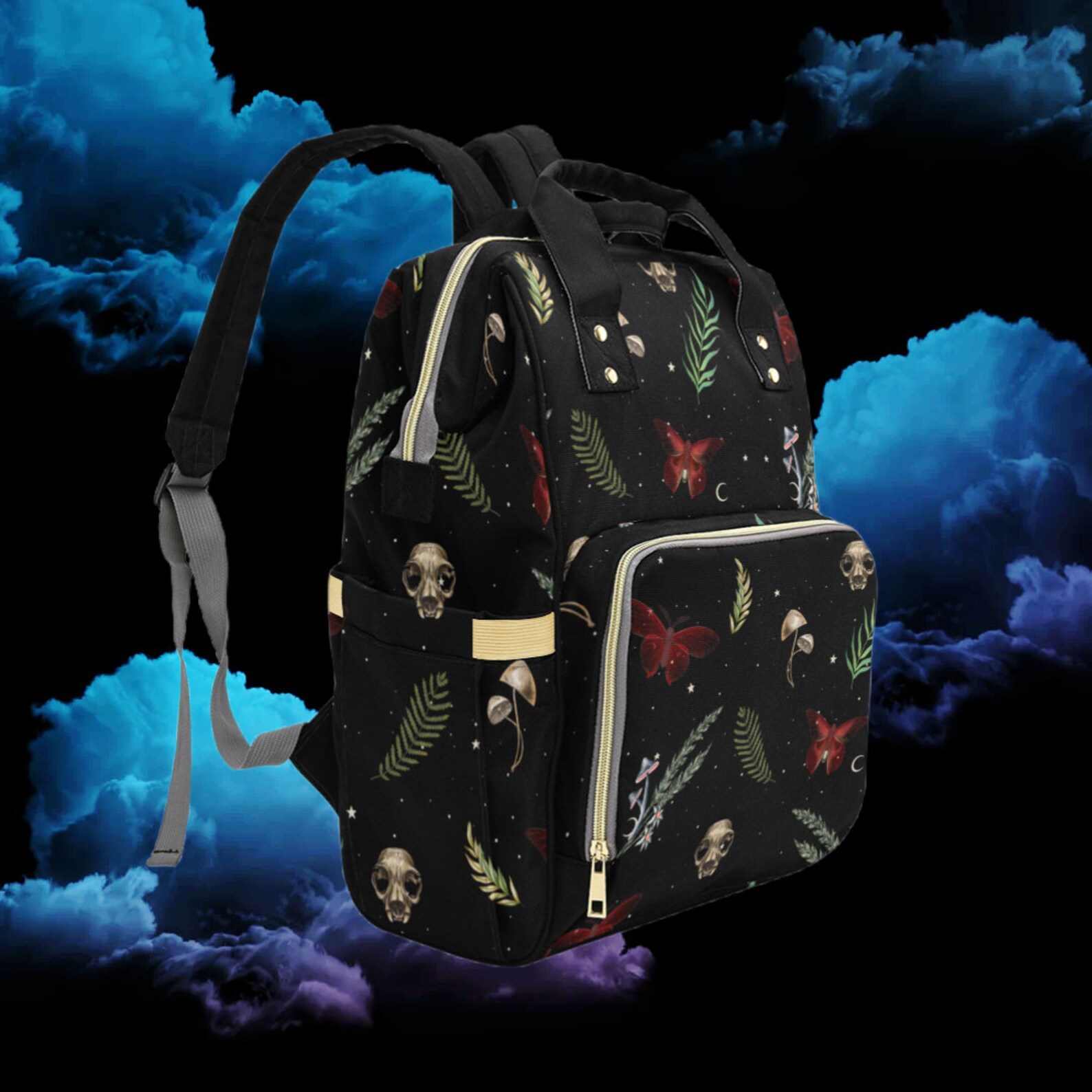 Goth Diaper Bag Backpack Celestial Moth Backpack Goth Baby Shower Gift ...