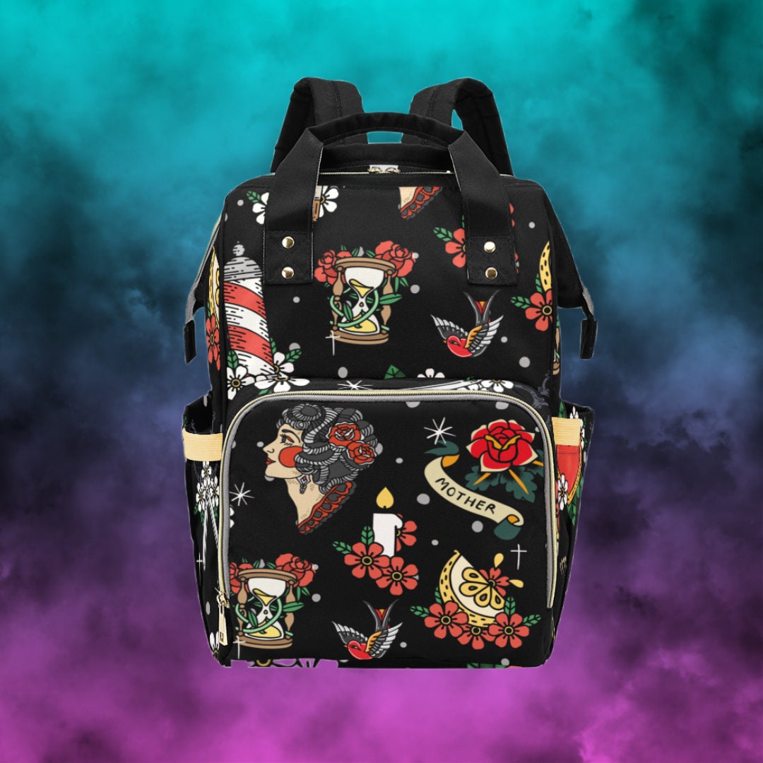 Goth Diaper Bag Backpack | Tattoo Style Backpack | Goth Baby Shower ...