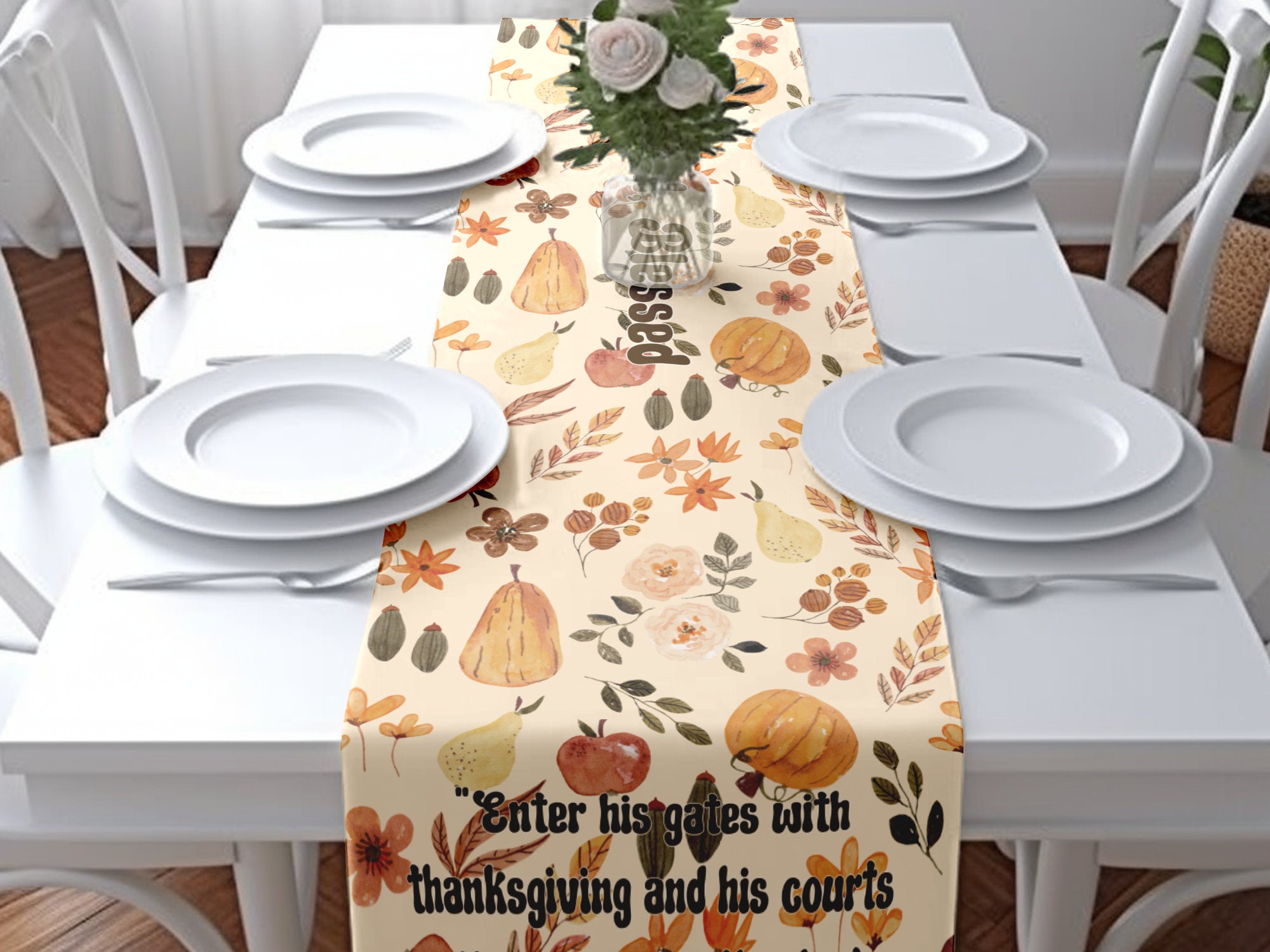 Bible Verse Thanksgiving Table Runner, Fall Table Thanksgiving Decor ...