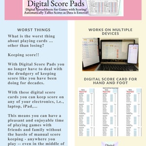 Hand and Foot Digital Score Pads, Sheet, Card. Hand and Foot Card Game ...