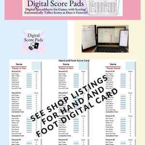 Canasta Digital Score Pads, Sheets, Cards. Canasta Card Game. Digital ...