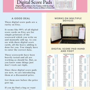 Hand and Foot Digital Score Pads, Sheet, Card. Hand and Foot Card Game ...