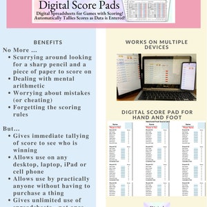 Hand and Foot Digital Score Pads, Sheet, Card. Hand and Foot Card Game ...