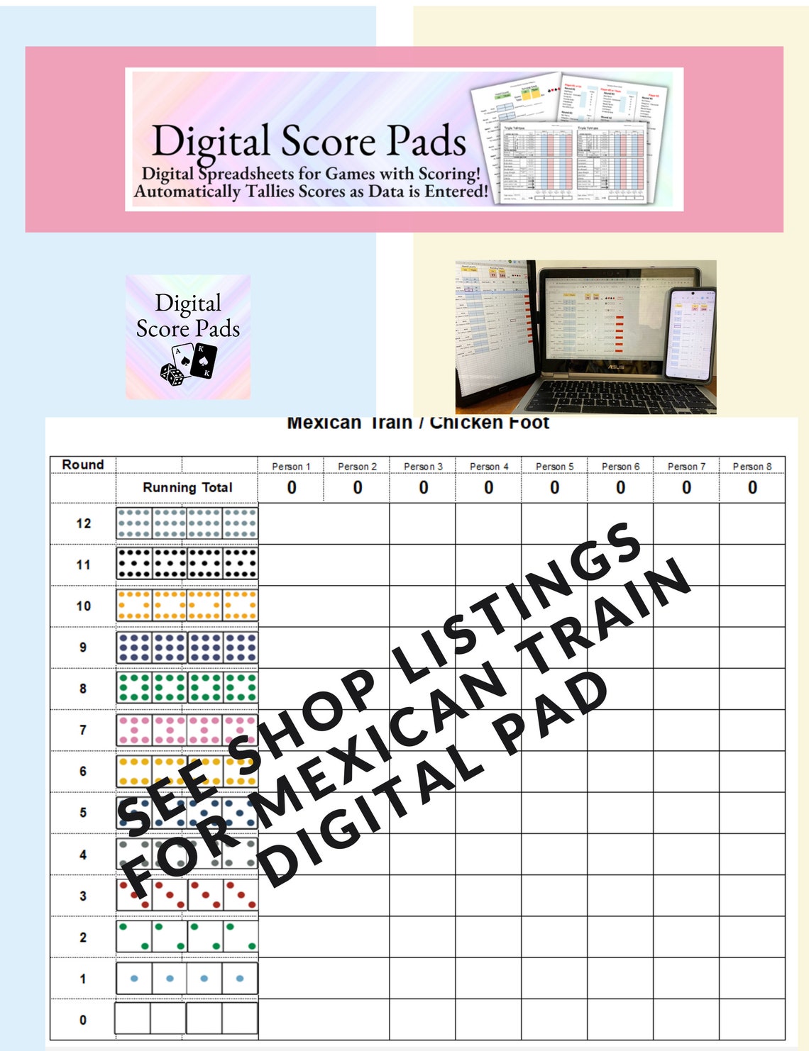 Canasta Digital Score Pads, Sheets, Cards. Canasta Card Game. Digital ...