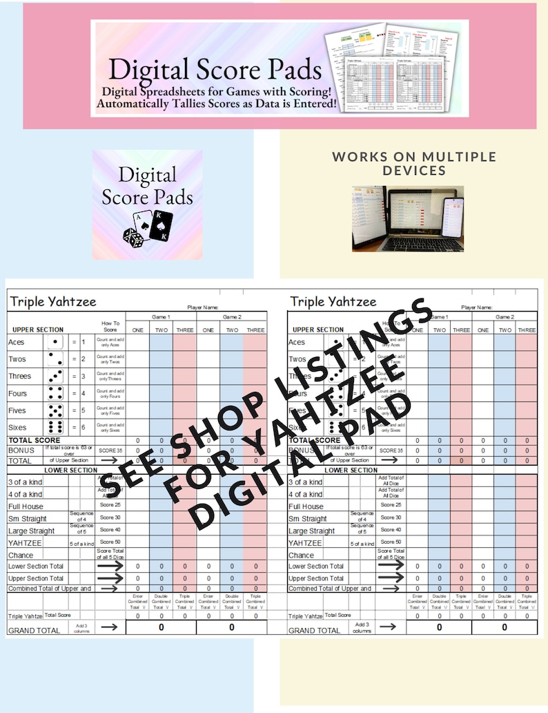 Hand and Foot Digital Score Pads, Sheet, Card. Hand and Foot Card Game ...