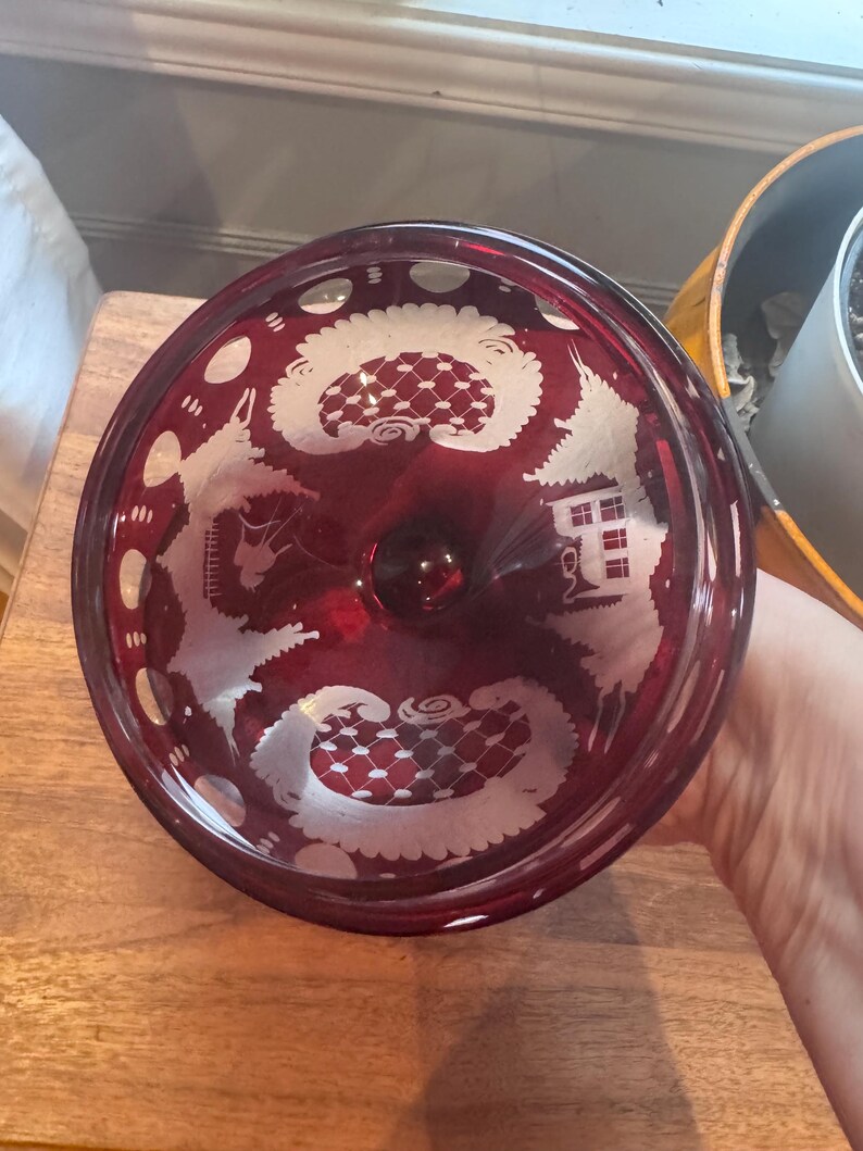 Vintage Ruby Red Candy Dish With Lid, Egerman 5" - Etsy