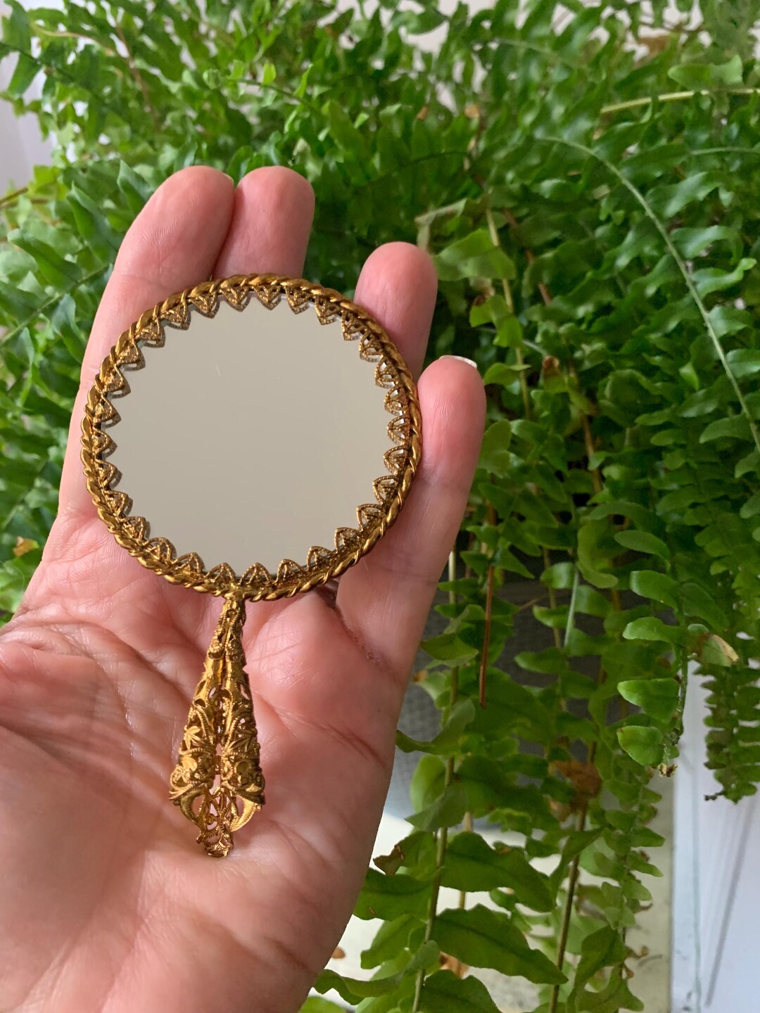 Beautiful Antique Art Nouveau Mini Hand Mirror, Brass Germany - Etsy