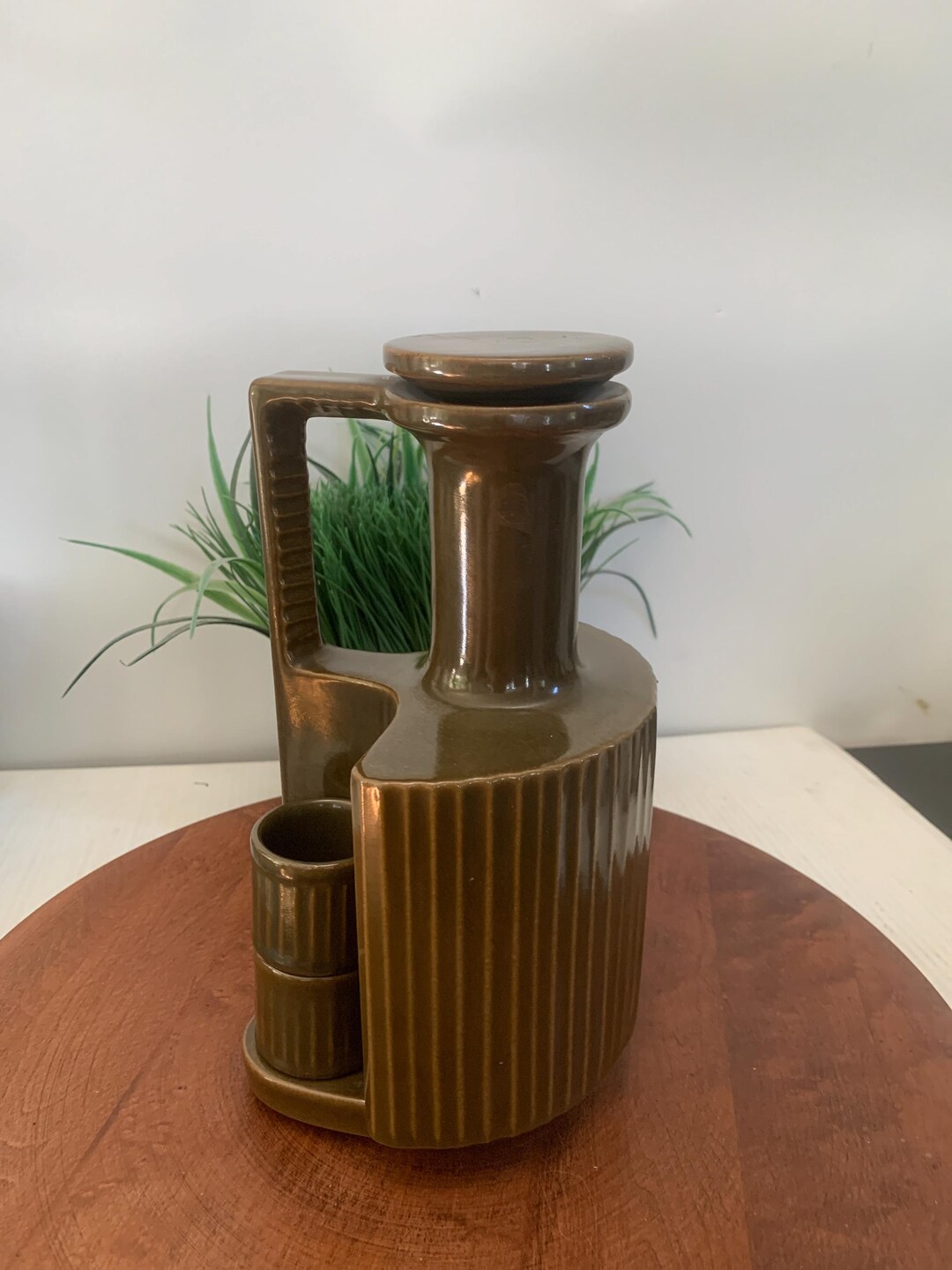 Vintage Jacques Garnier Ceramic Decanter and Glass - Etsy