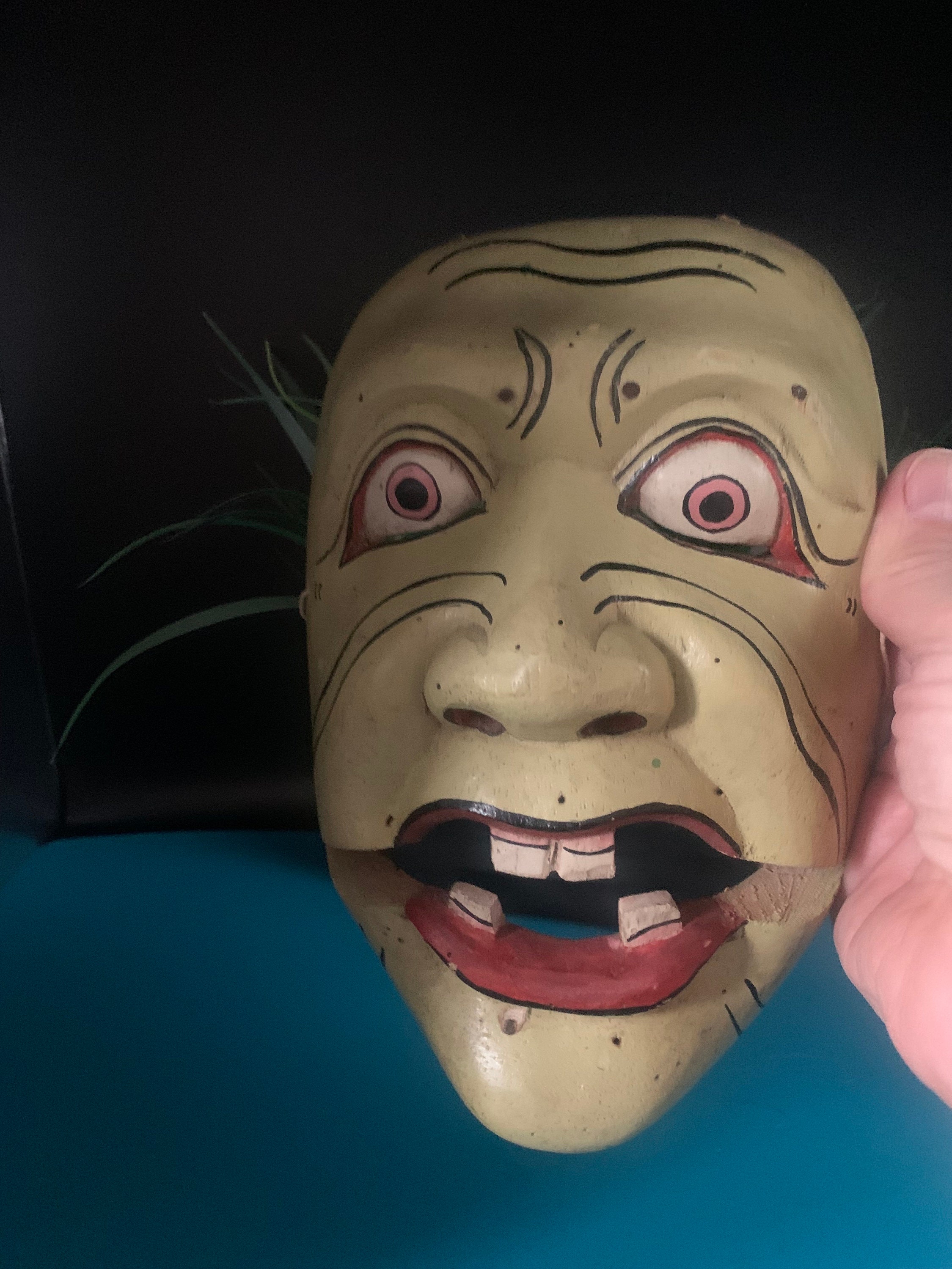 Balinese Wayang Topeng Mask Pale Green Hand Carved Removable Jaw ...