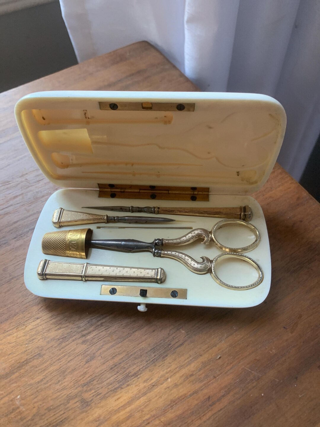 Antique Rigid Sewing Kit Case, 19th Century France, 1850, in Silver ...