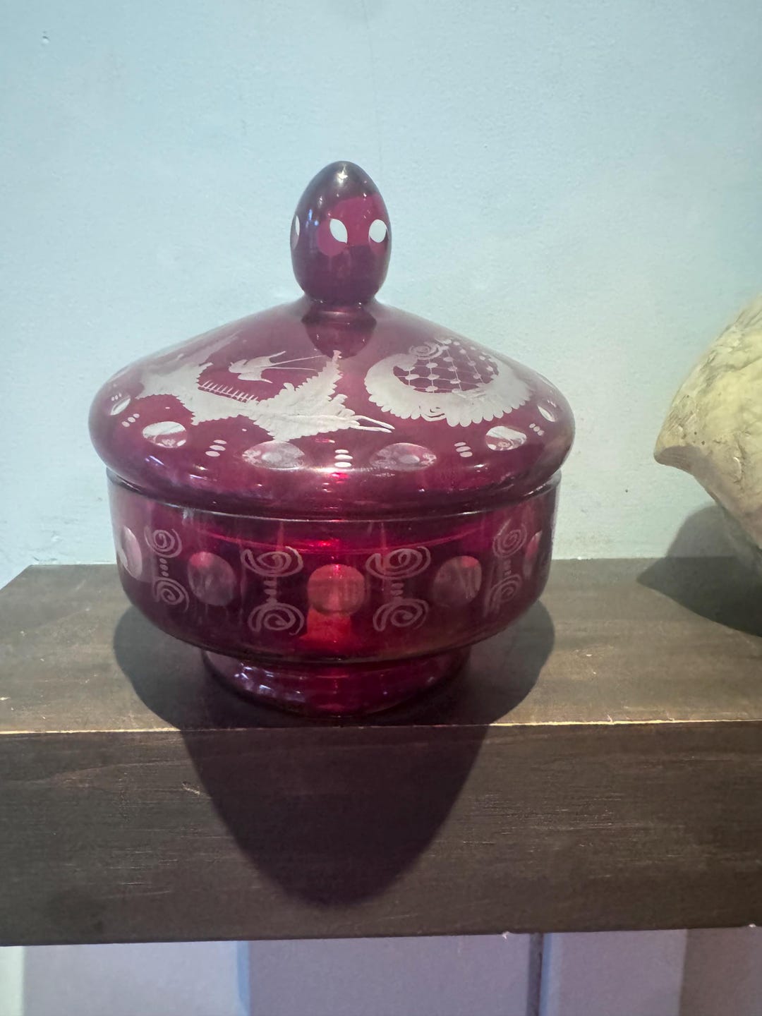 Vintage Ruby Red Candy Dish With Lid, Egerman 5" - Etsy