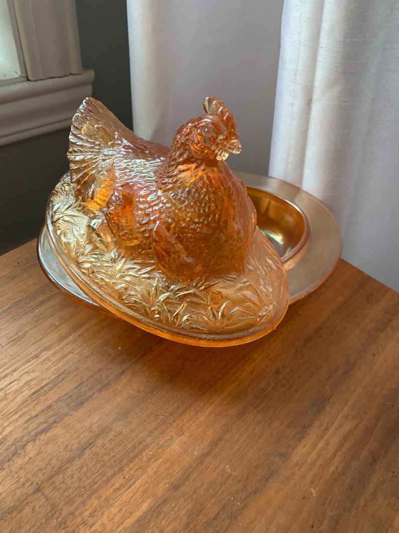 Sowerby Sunglow Marigold Carnival Glass Hen on Her Nest With Chicks - Etsy