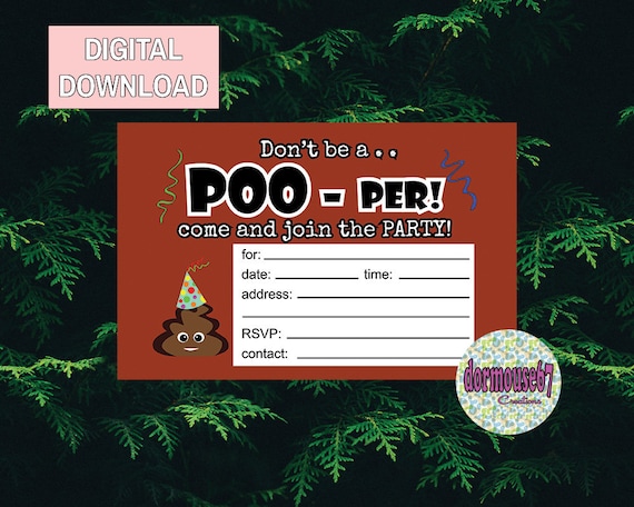 Invitación De Cumpleaños Imprimible Con Emoji De Caca Dibujos