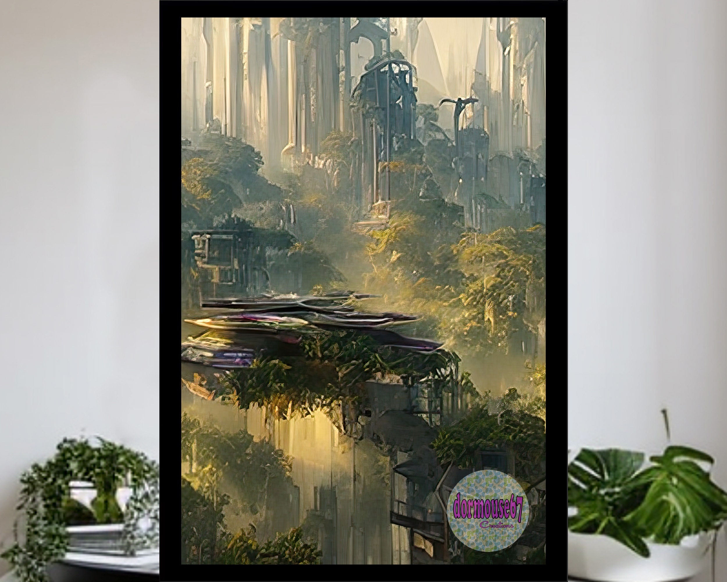 Post Apocalyptic Art, Dystopian City Wall Art ,overgrown City Jungle ...