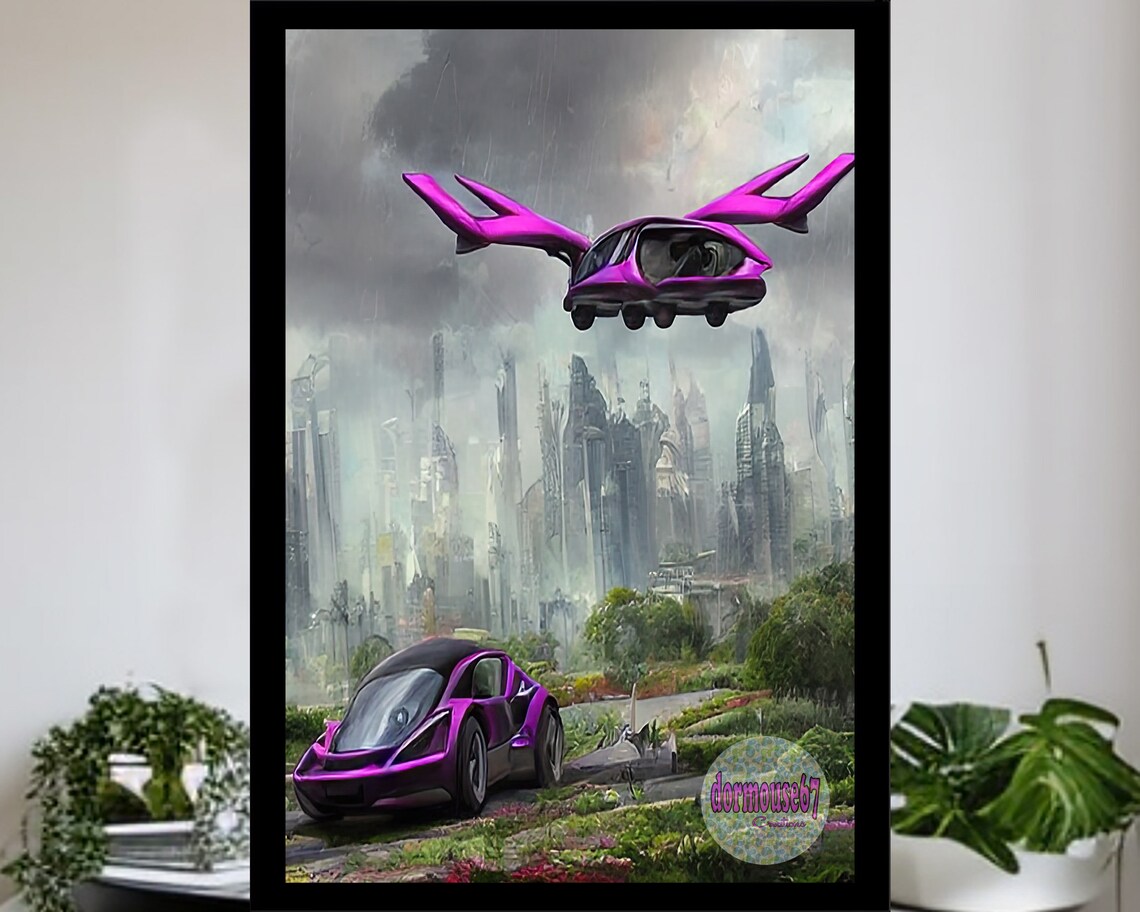 Flying Car, Futuristic Wall Art, Dystopian Wall Art, Post Apocalyptic ...