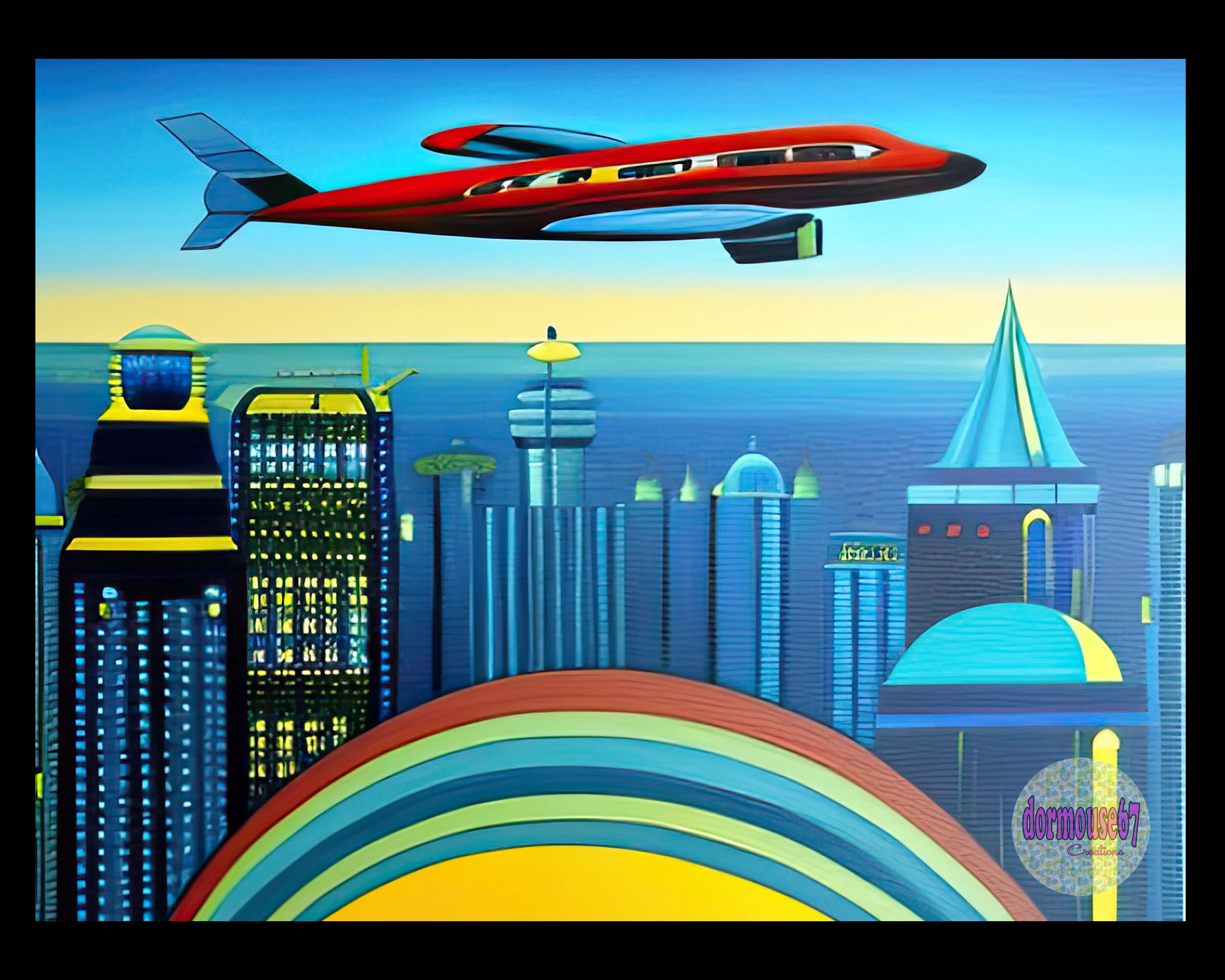 Retro Futurism, Airplane , Futuristic Wall Art, Retro Sci Fi,sci Fi ...