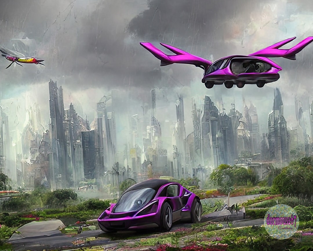 Flying Car, Futuristic Wall Art, Dystopian Wall Art, Post Apocalyptic ...