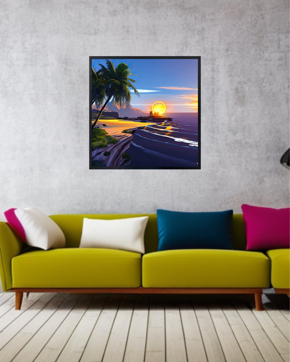 Island Wall Art, Tropical Island Art, Sunset Paradise , Retro Island ...
