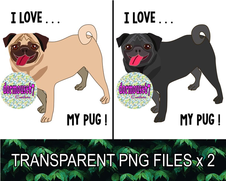Pug Dog PNG, Cute Happy Pug Dog for Sticker, Card, Wall Art, Pug Lovers ...