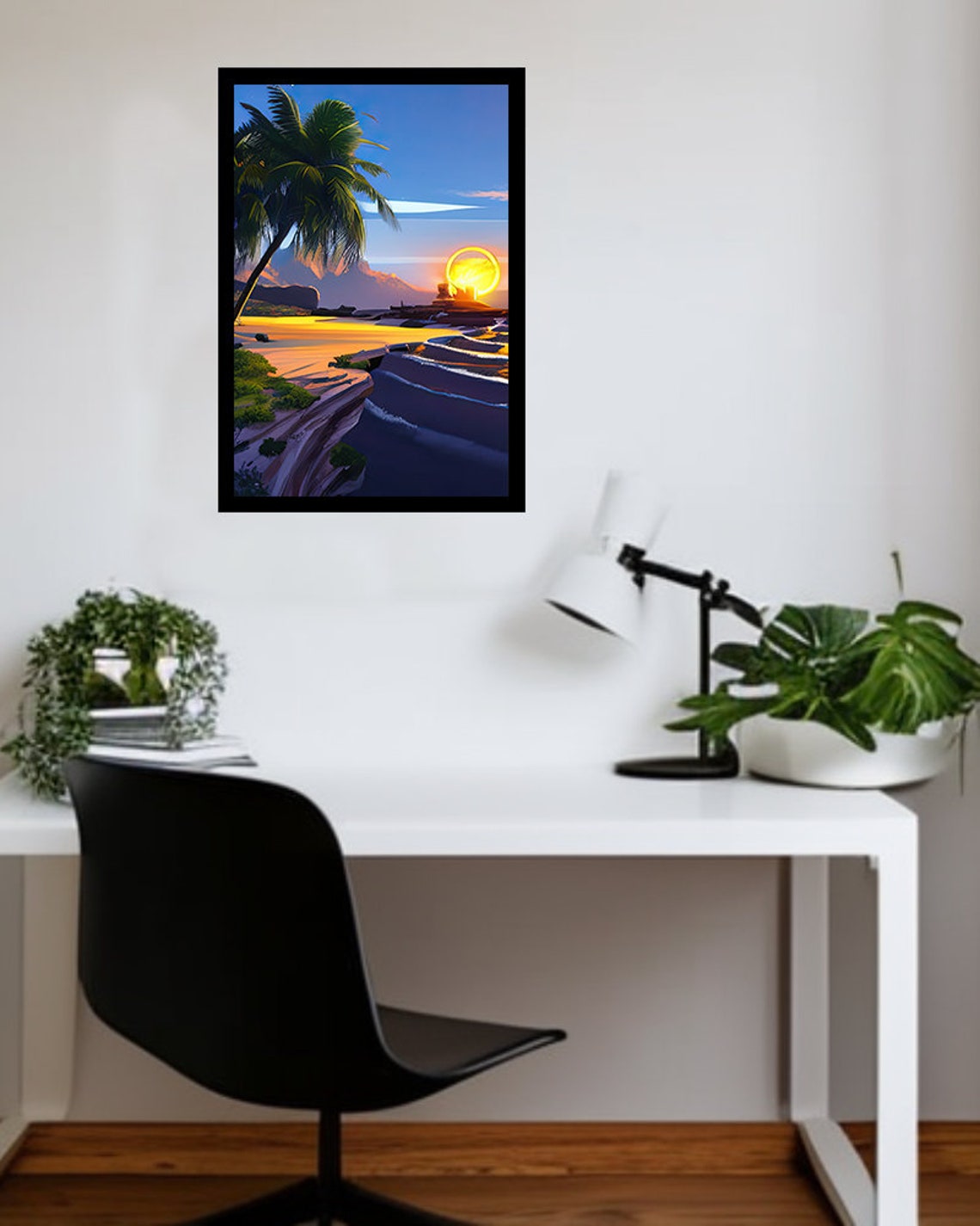 Island Wall Art, Tropical Island Art, Sunset Paradise , Retro Island ...