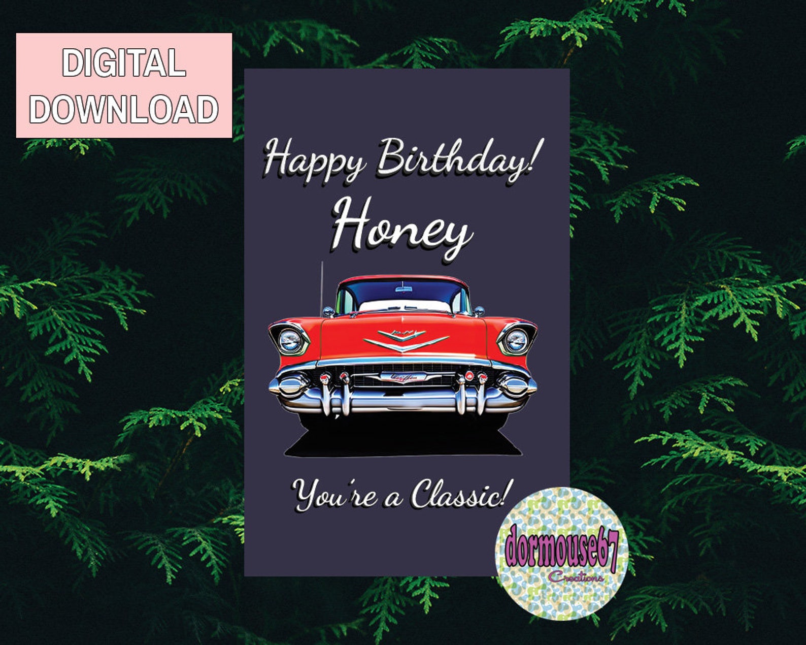 Red 57 Chevy Classic Car Birthday Card You're A Classic for Dad Grandpa ...