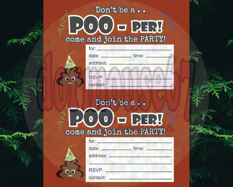 Poop Party Invitation, Poop Emoji Birthday Card, Funny Don't Be a ...