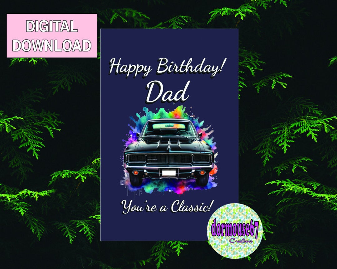Mopar Classic Car Birthday Card,classic Birthday,charger,challenger ...