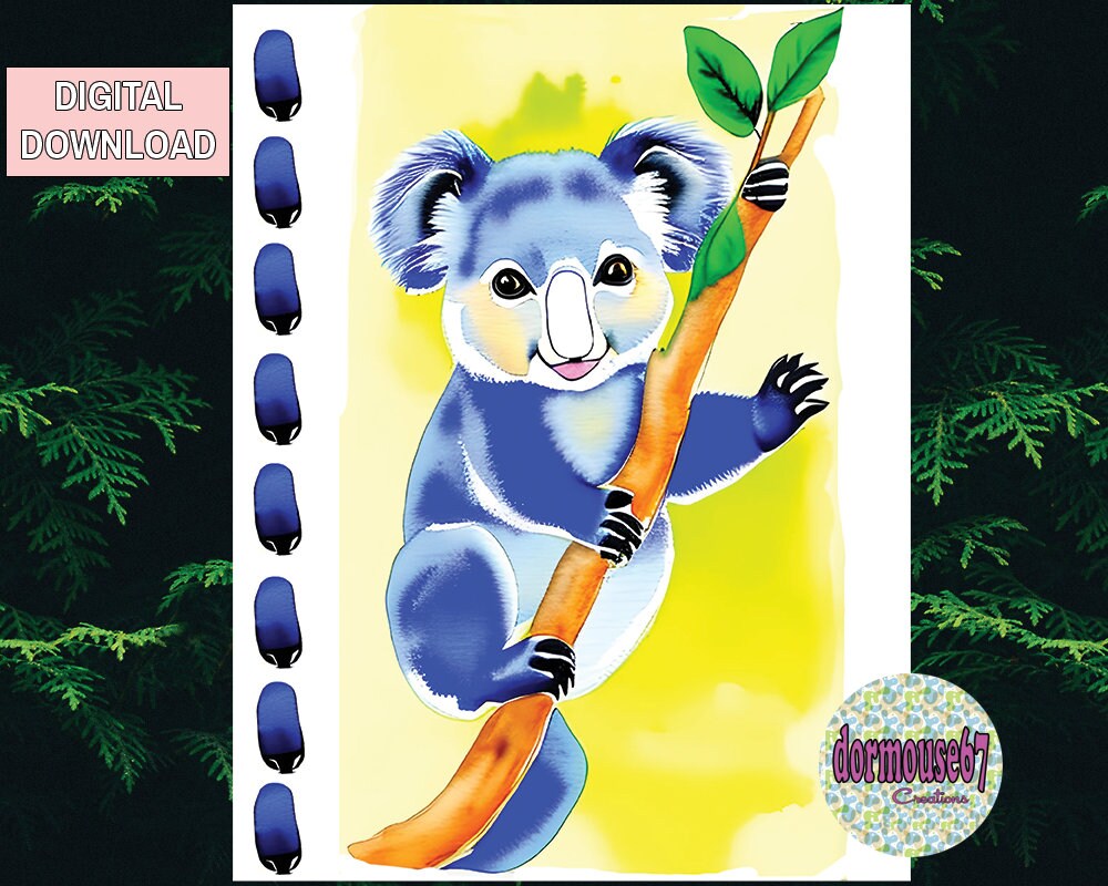 Koala Pin the Nose on the Koala Game Koala Party Activity Pin the Nose ...