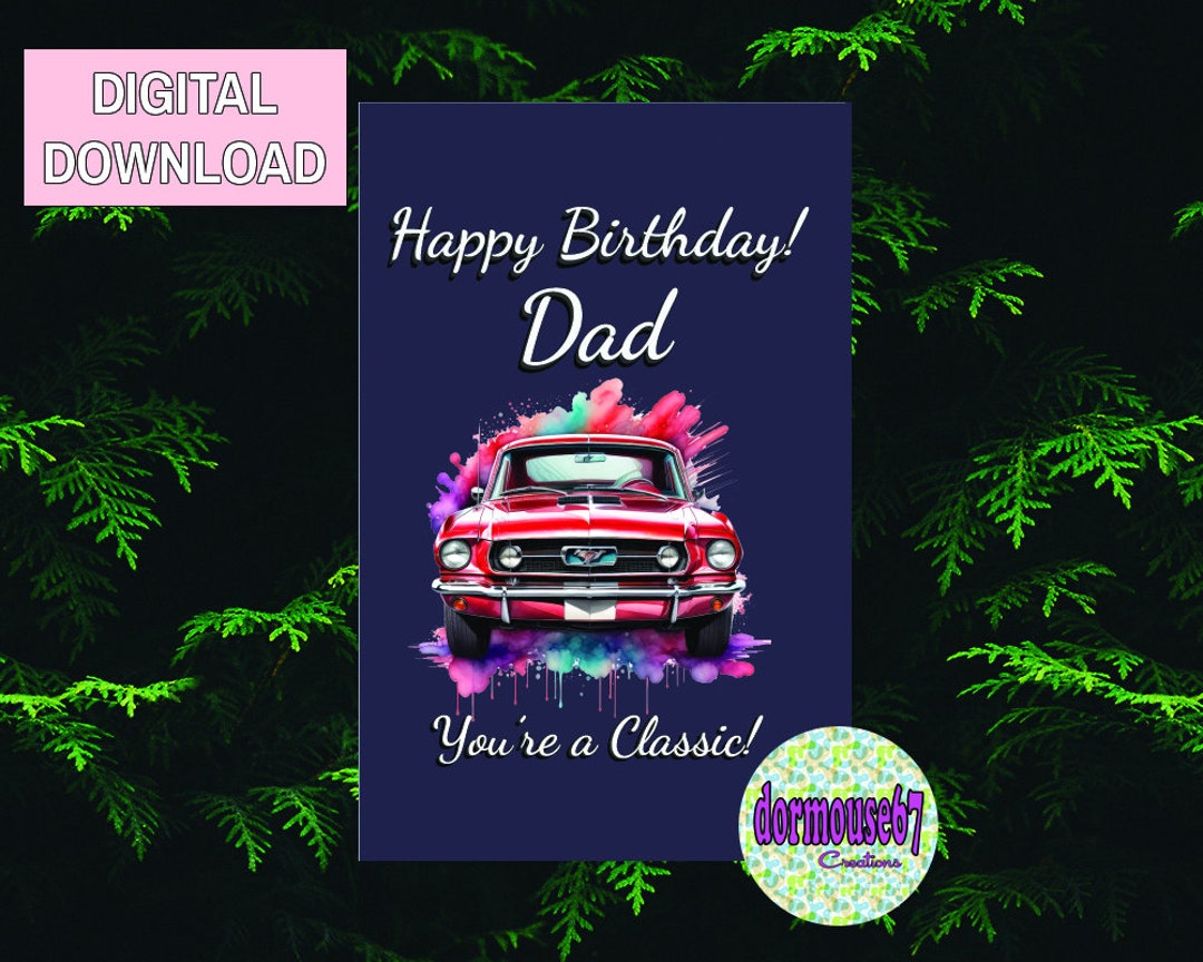 Classic Car Birthday Card, Classic Car Birthday, for Dad or Anyone ...