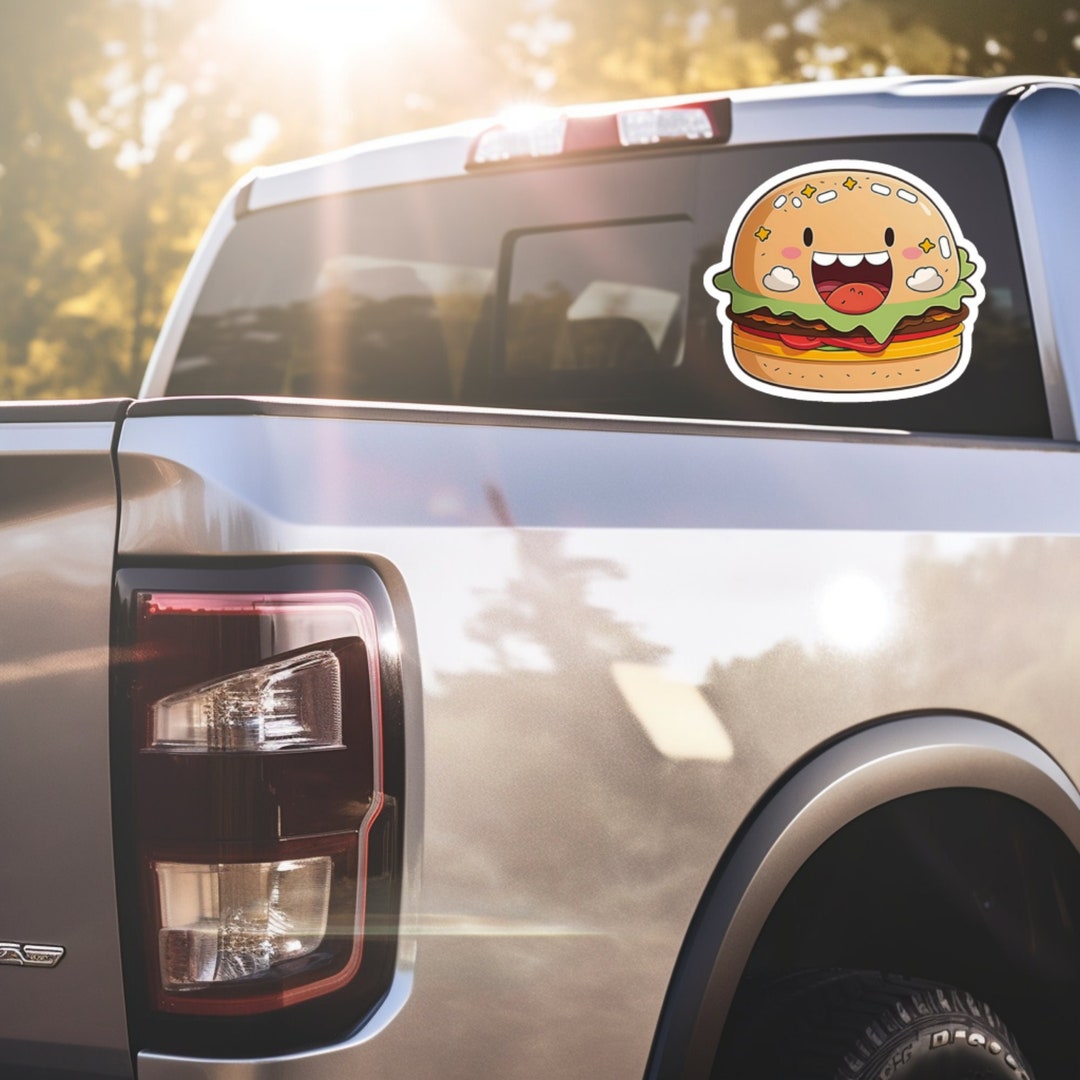 Happy Hamburger Die-cut Sticker Laptop Sticker Water Bottle Sticker Car ...