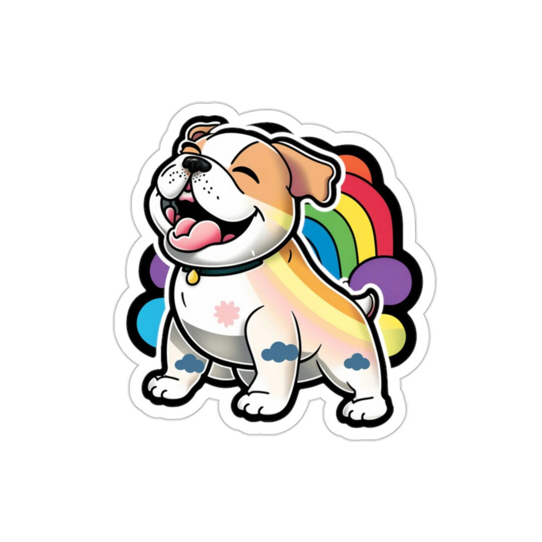 Rainbow Bulldog Die-cut Sticker Laptop Sticker Water - Etsy