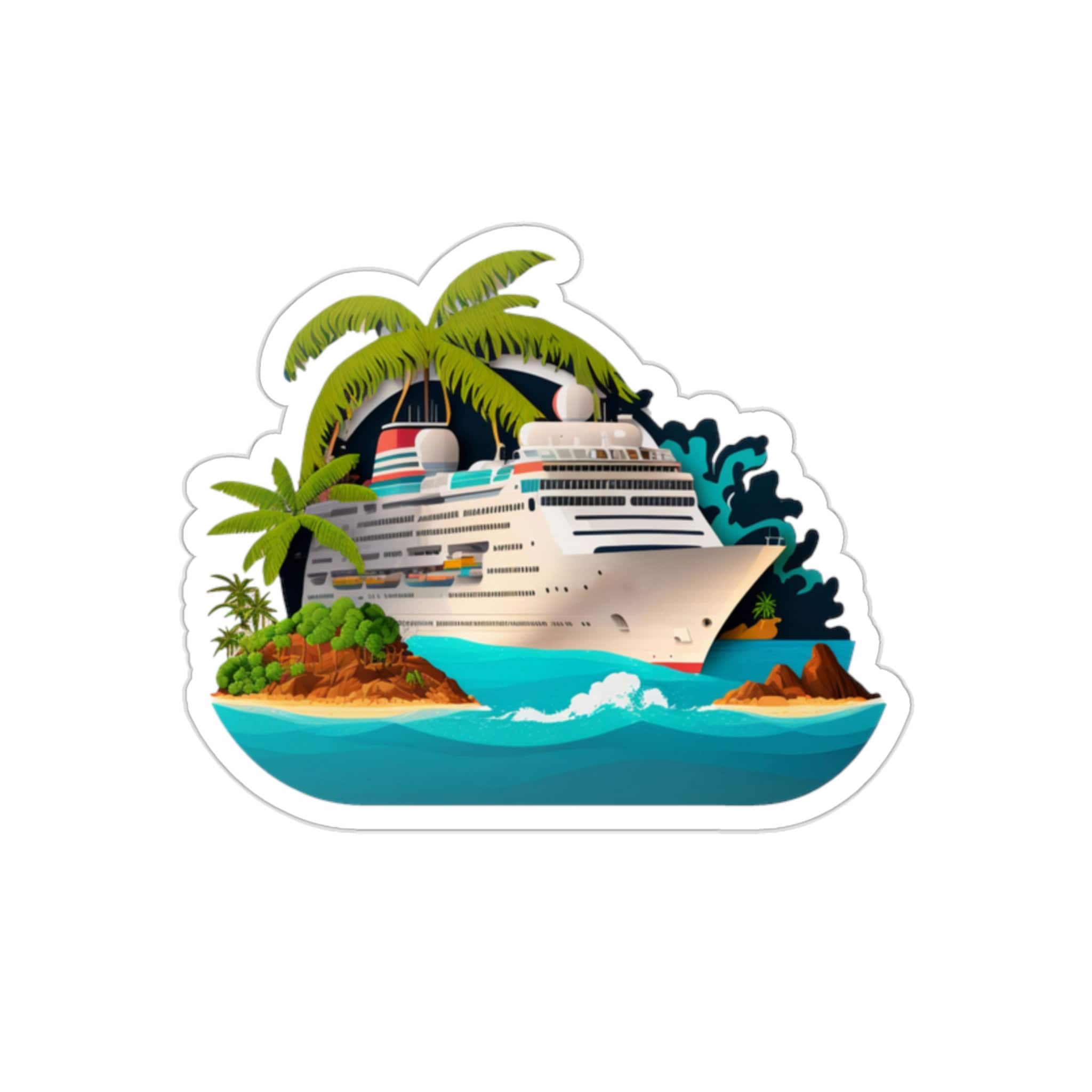 Tropical Cruise Ship Die-cut Sticker Laptop Sticker Water Bottle ...