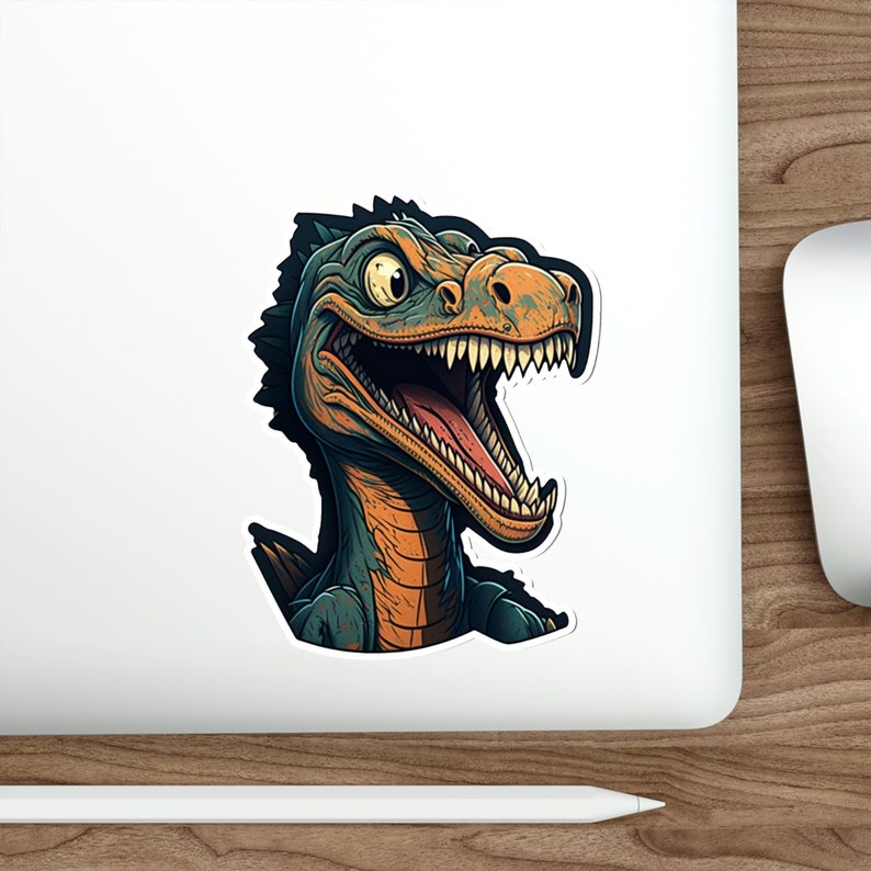 Velociraptor Dinosaur Die-cut Sticker Laptop Sticker Water - Etsy