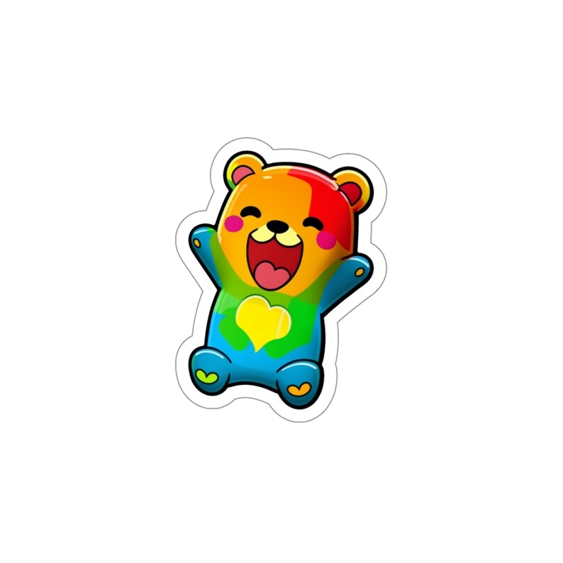 Rainbow Gummy Bear Die-cut Sticker Laptop Sticker Water - Etsy