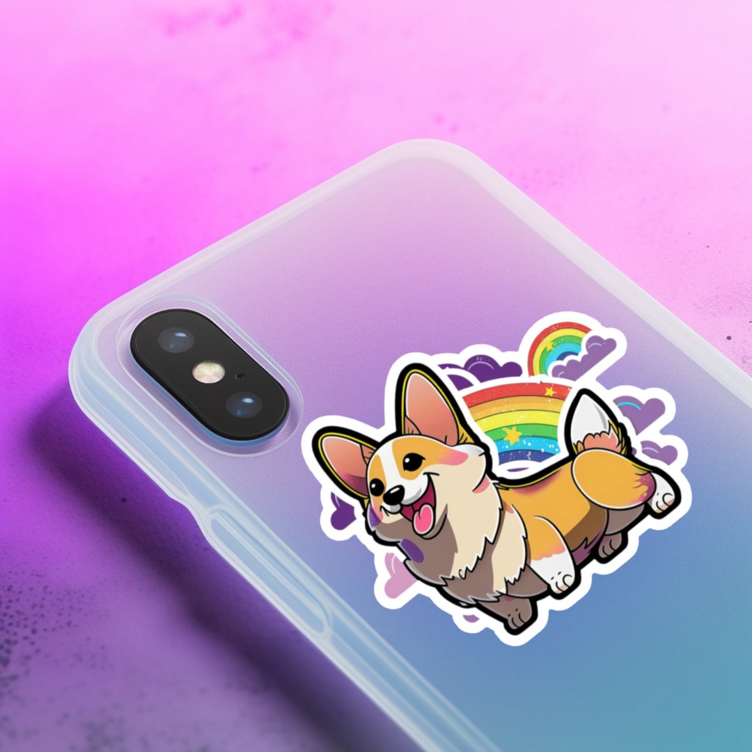 Rainbow Corgi Die-cut Sticker Laptop Sticker Water Bottle Sticker Car ...