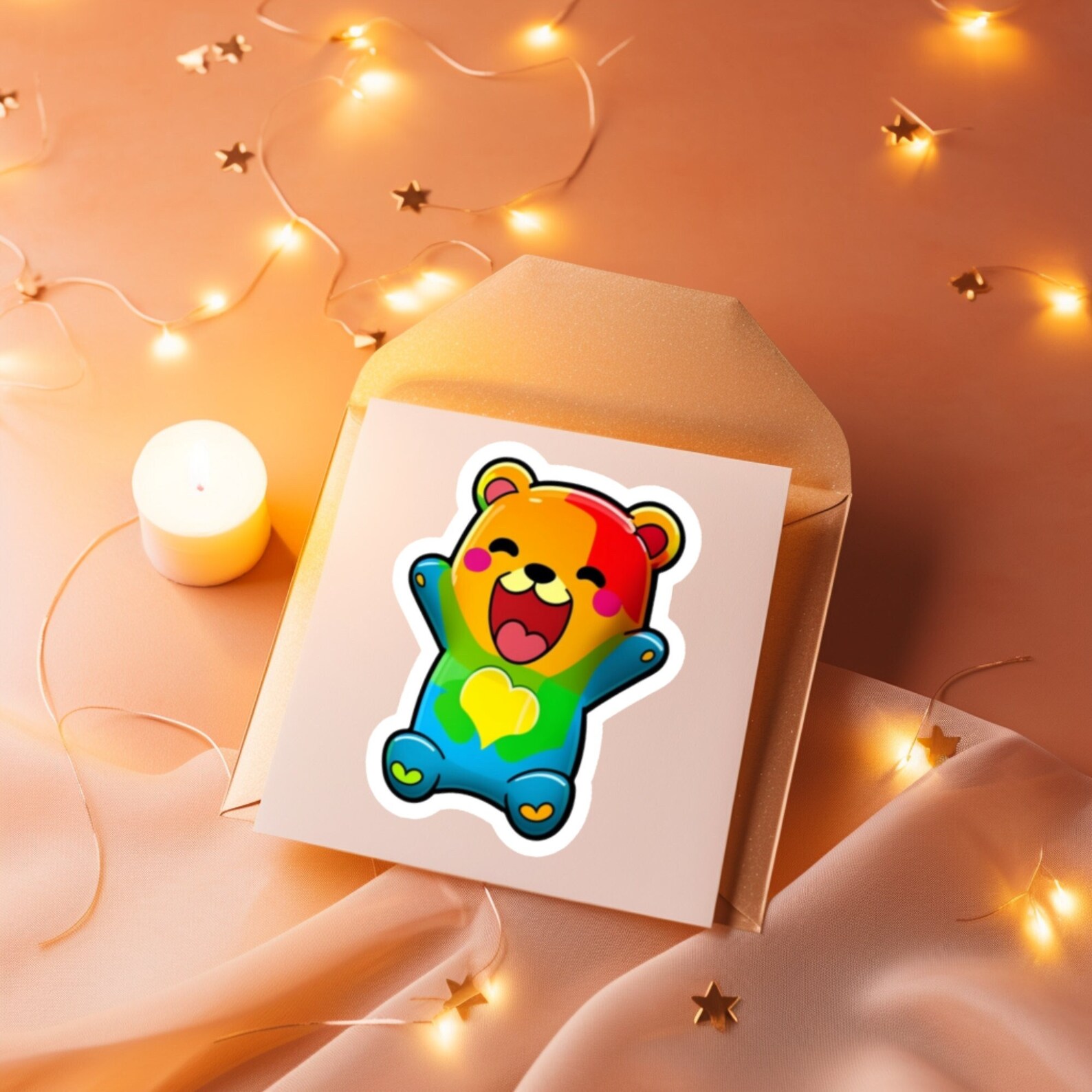Rainbow Gummy Bear Die-cut Sticker Laptop Sticker Water Bottle Sticker ...