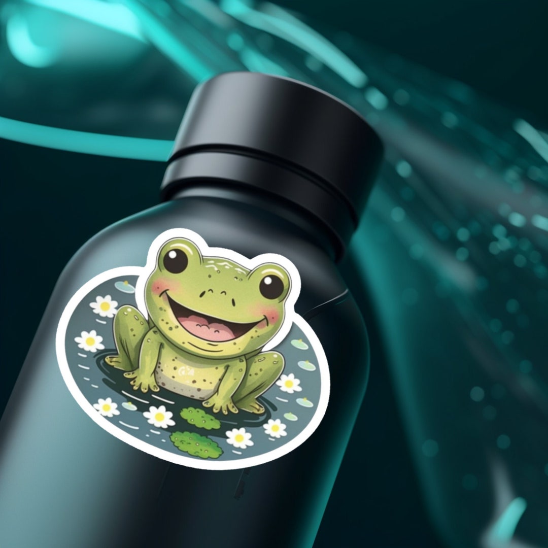 Frog on Lilypad Die-cut Sticker Laptop Sticker Water Bottle Sticker Car ...