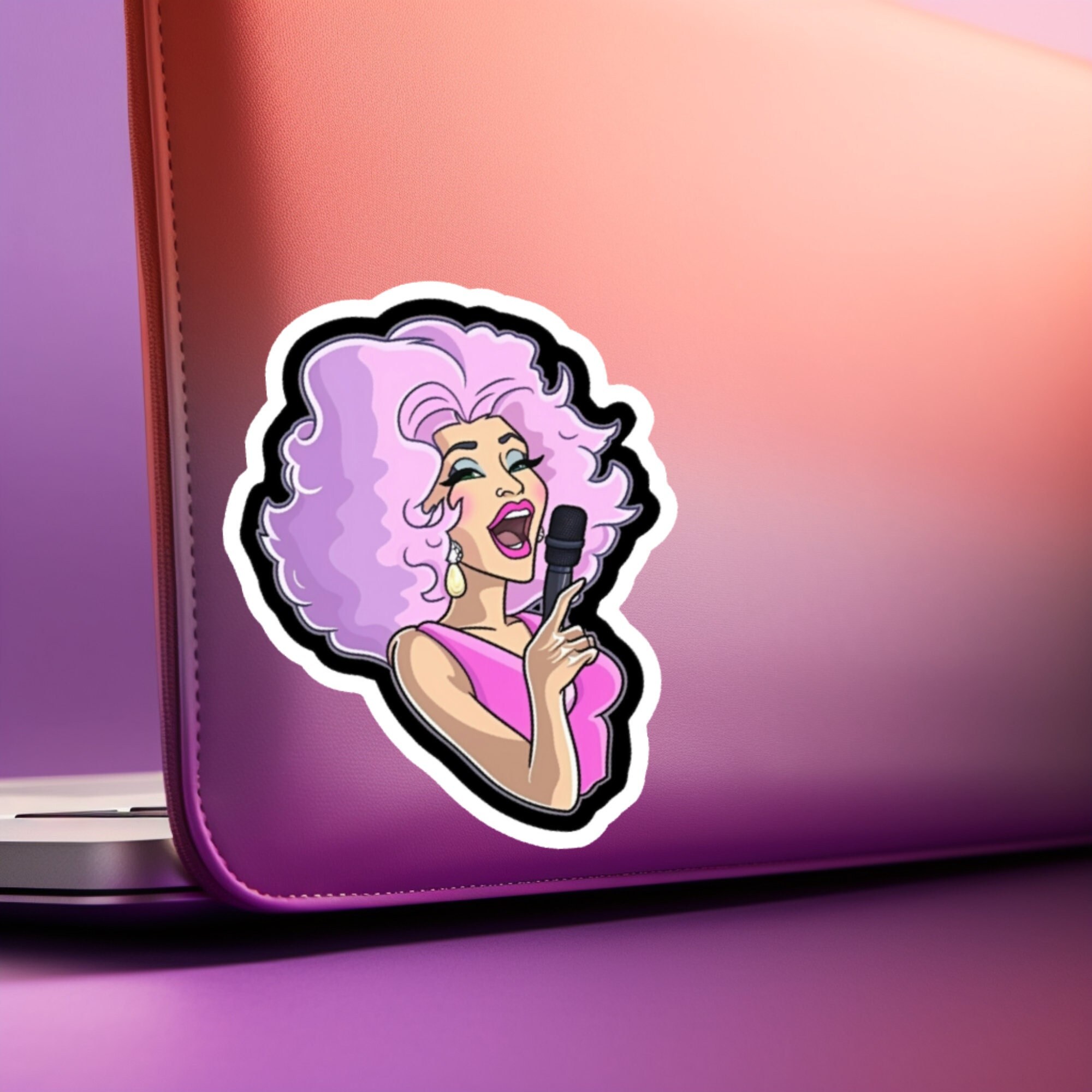 Drag Queen Singing Die-cut Sticker Laptop Sticker Water Bottle Sticker ...