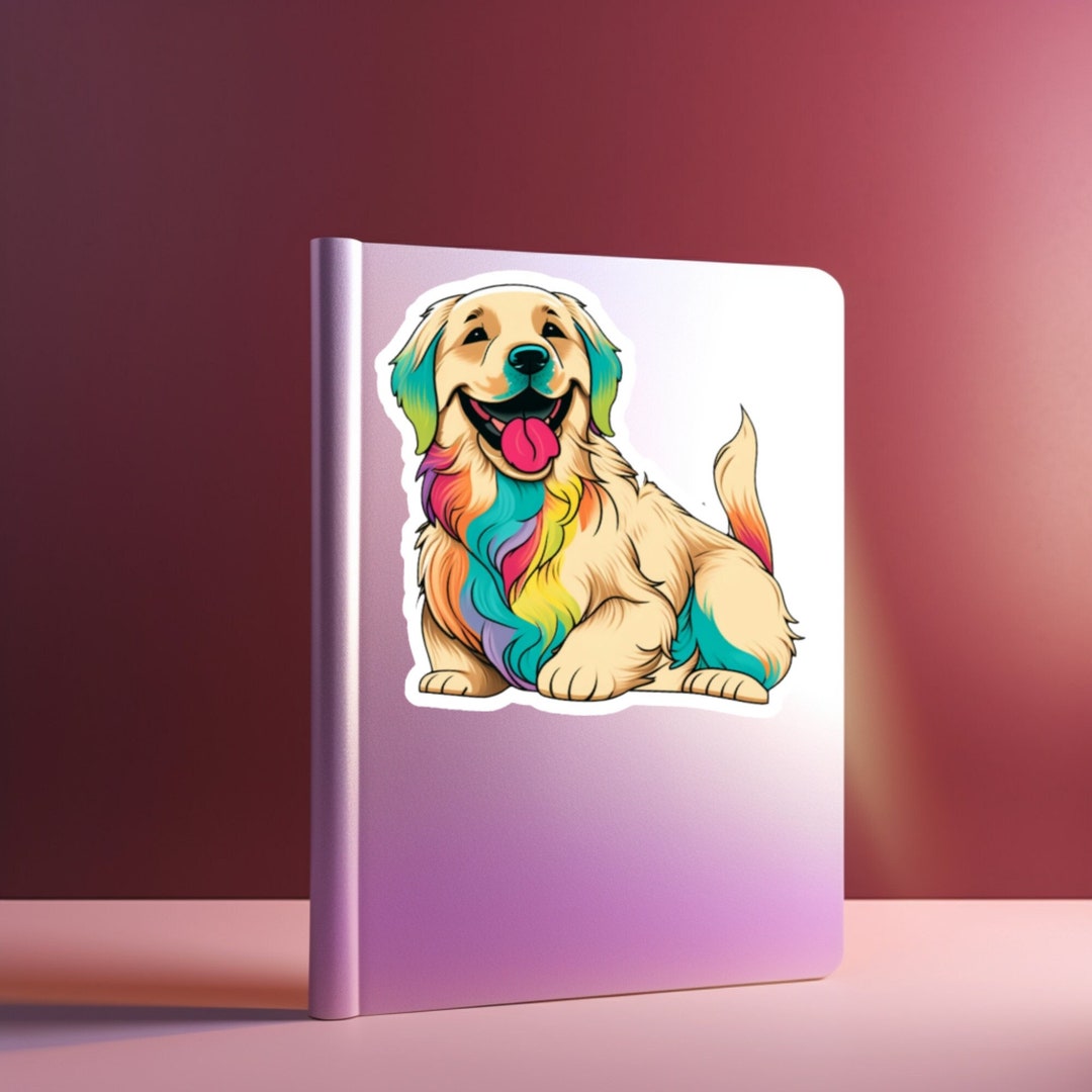 Rainbow Golden Retriever Die-cut Sticker Laptop Sticker Water Bottle ...