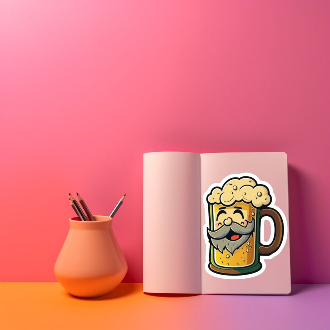 Happy Pint of Beer Die-cut Sticker Laptop Sticker Water Bottle Sticker ...