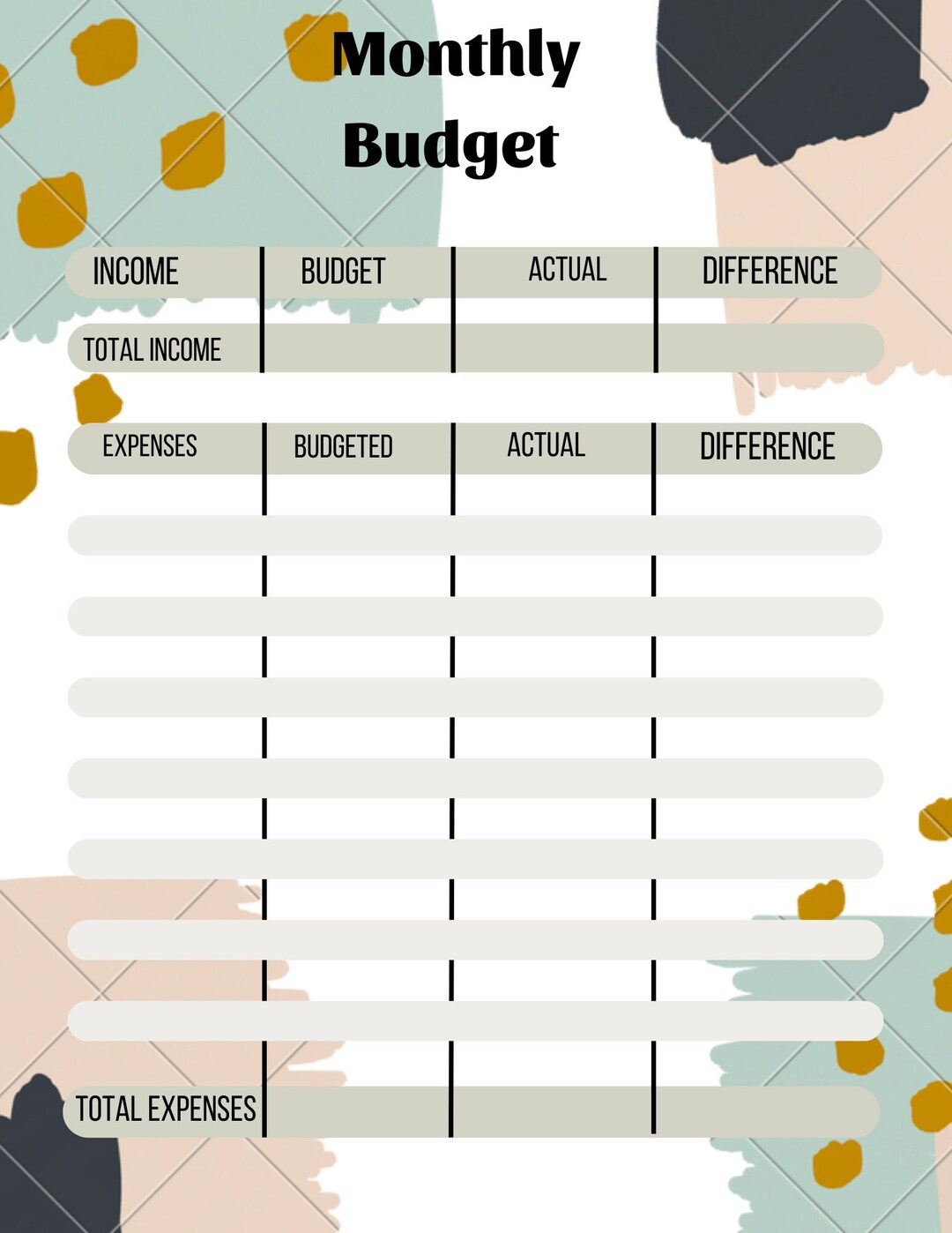 Monthly Budget - Etsy