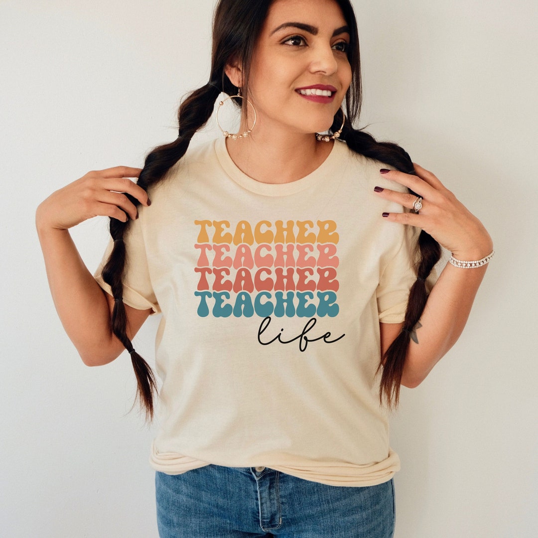 Retro Teacher Shirt,back to School Cute Teacher T-shirt,teacher Gift ...