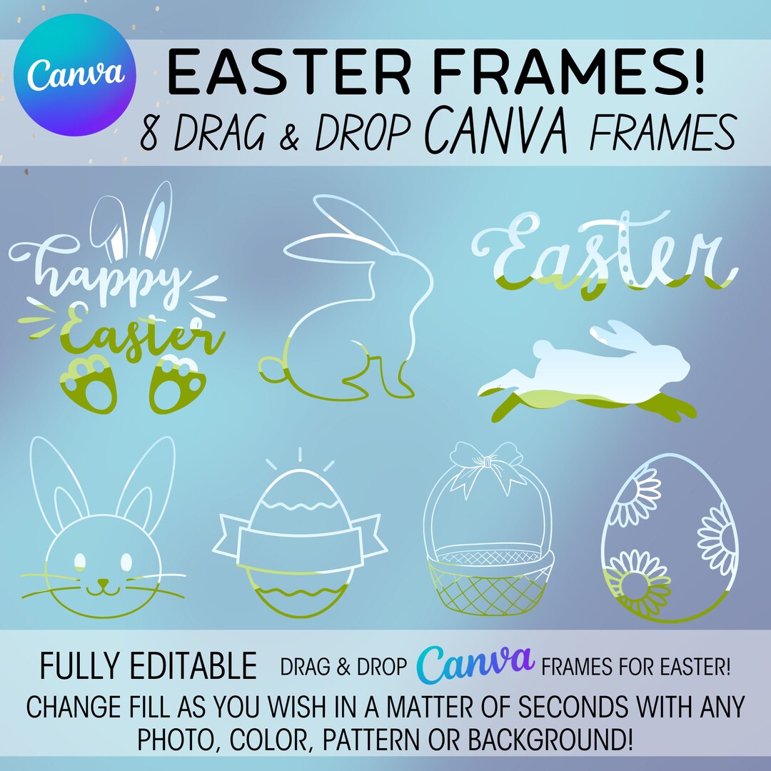 Easter Canva Frames, Editable Drag & Drop Templates (digital Download ...