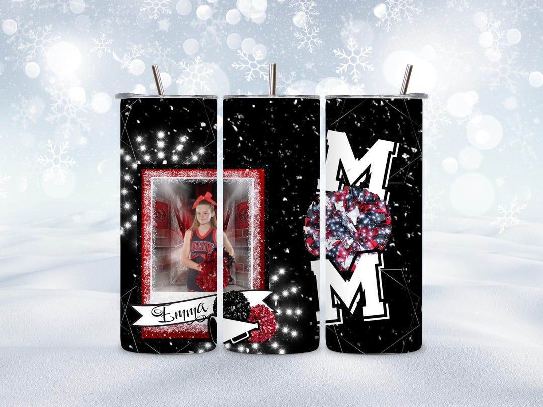 Cheer Mom Tumbler Wrap, Red & Black Photo Design (digital PNG) - Etsy