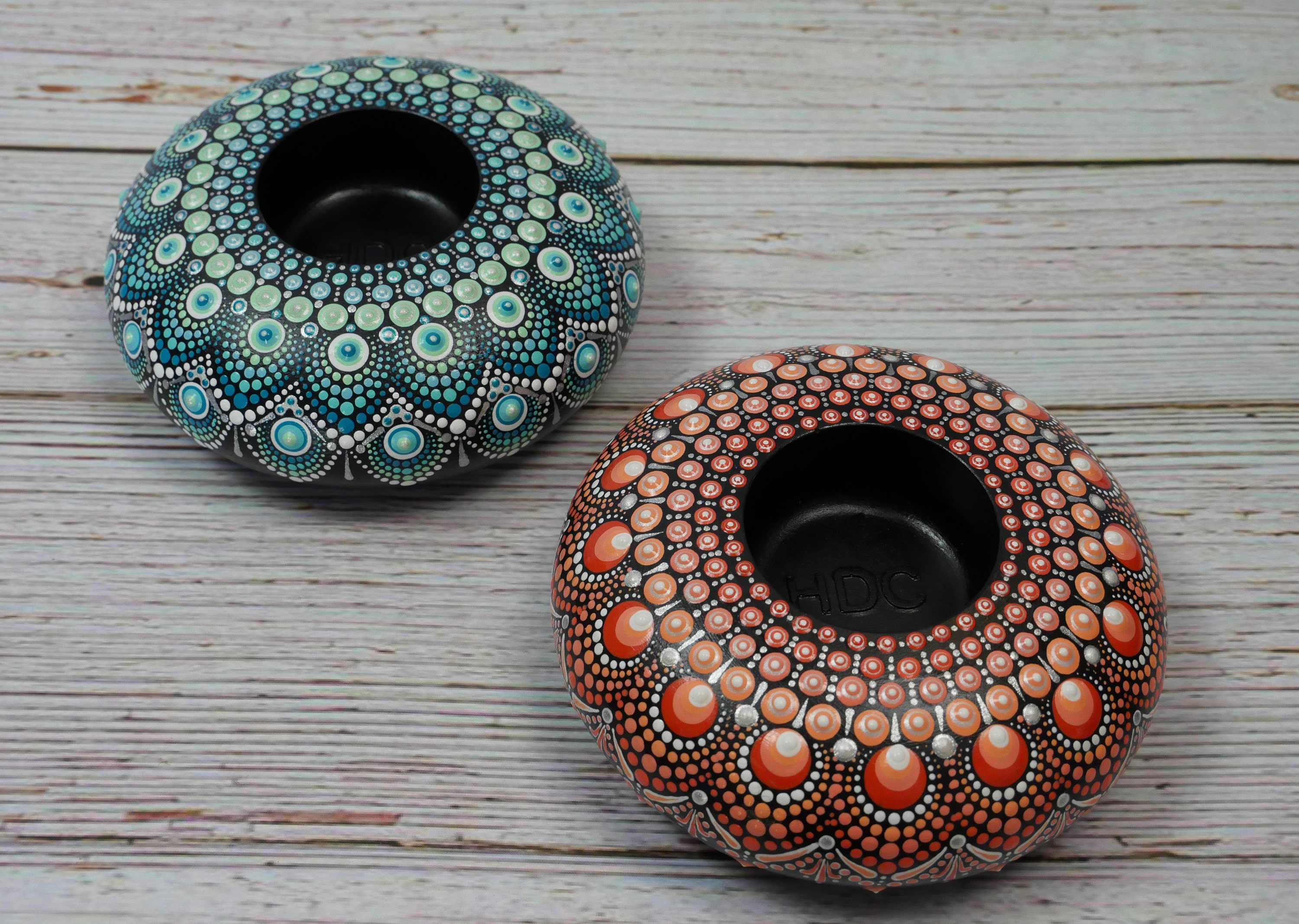 Orange/black Hand Painted Mandala Tea Light Holder - Etsy
